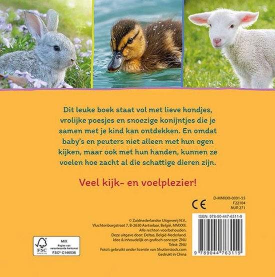 Baby's eerste voelboekje - Lieve dieren | bol.com