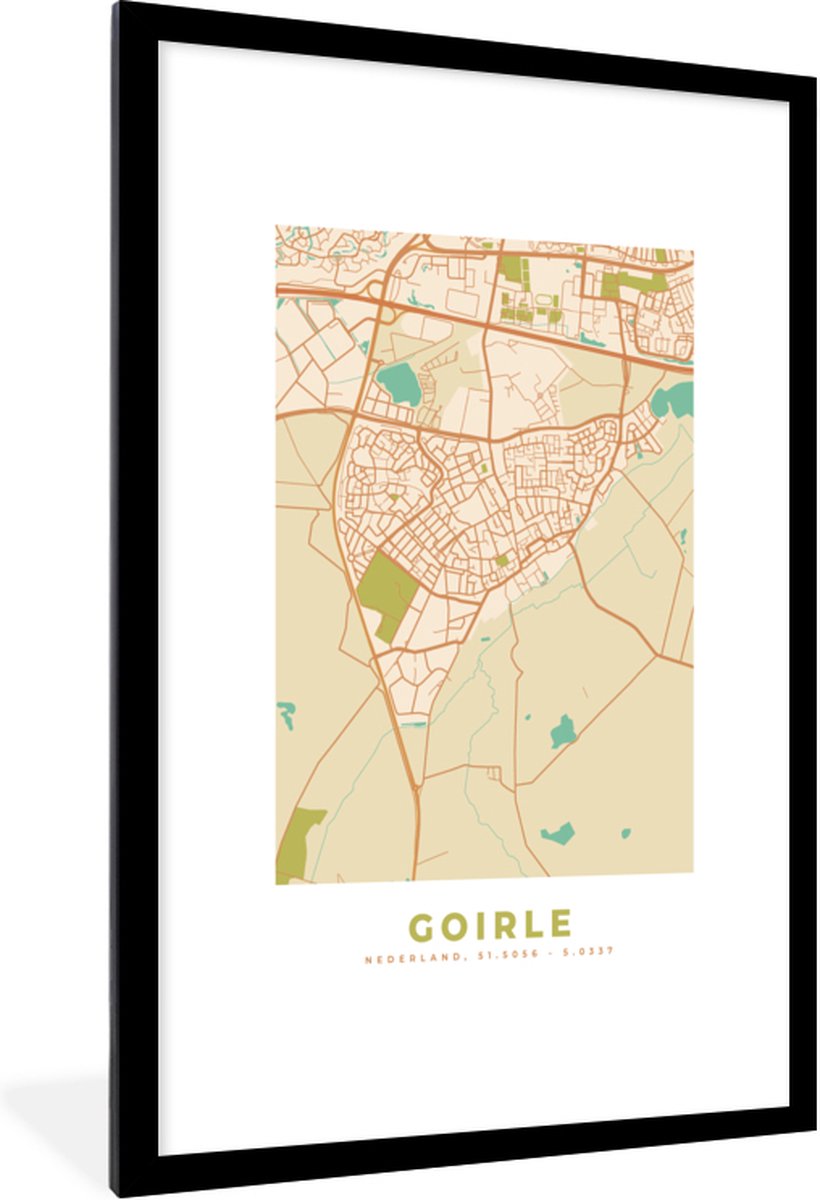 Fotolijst incl. Poster - Goirle - Plattegrond - Stadskaart - Kaart ...