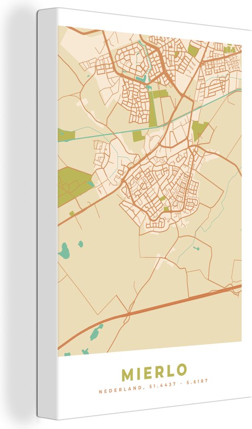 Canvas Schilderij Plattegrond - Mierlo - Kaart - Vintage - Stadskaart ...