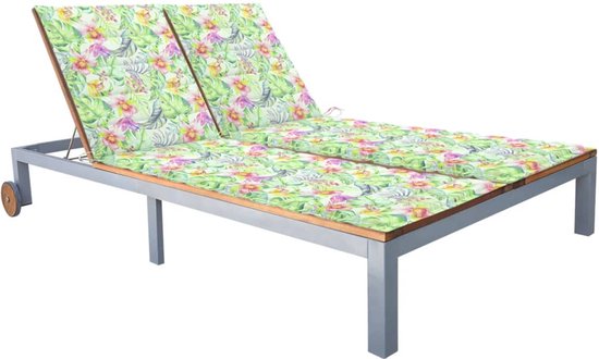 Decoways - Ligbed 2-persoons met kussen massief acaciahout en staal ...