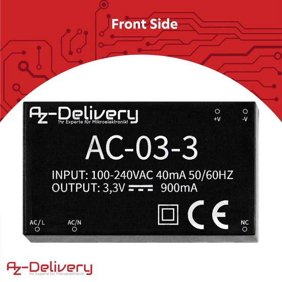 AZDelivery 3 x 220V tot 3.3V Mini-Voeding compatibel met Raspberry Pi ...
