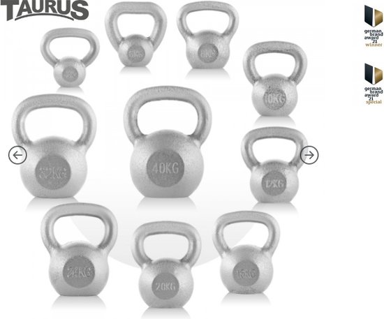 Taurus Kettlebells zilver 12kg – Kettlebell – Gietijzer – Hamerslag ...