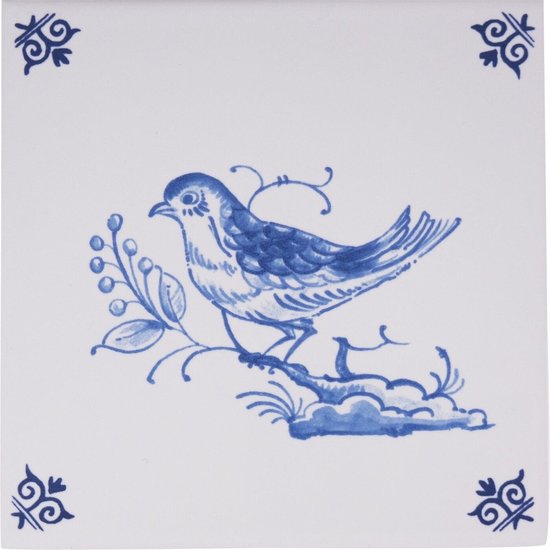 Delfts Blauw Tegel Vogel op Twijgje | bol.com