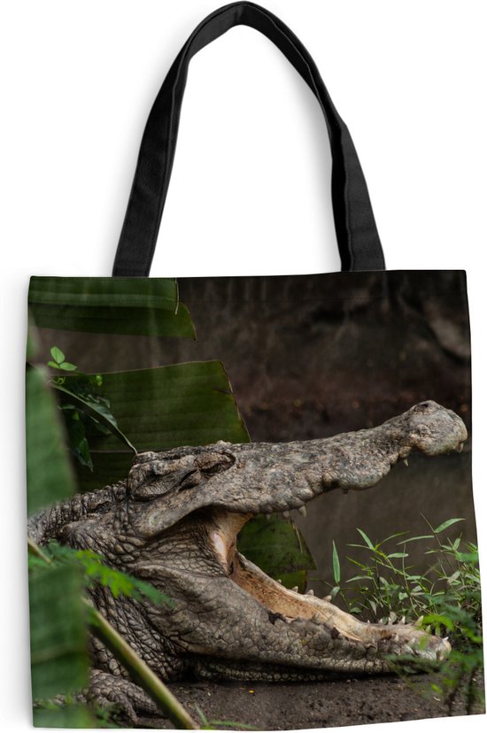 Schoudertas - Strandtas - Shopper Krokodil met geopende bek - 45x45 cm ...