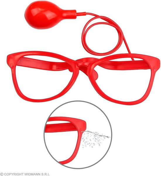 Widmann - Clown & Nar Kostuum - Waterige Ogen Spuitbril Rood - rood ...