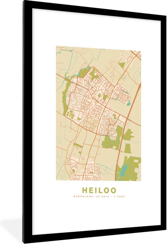 Fotolijst incl. Poster - Heiloo - Plattegrond - Kaart - Stadskaart ...