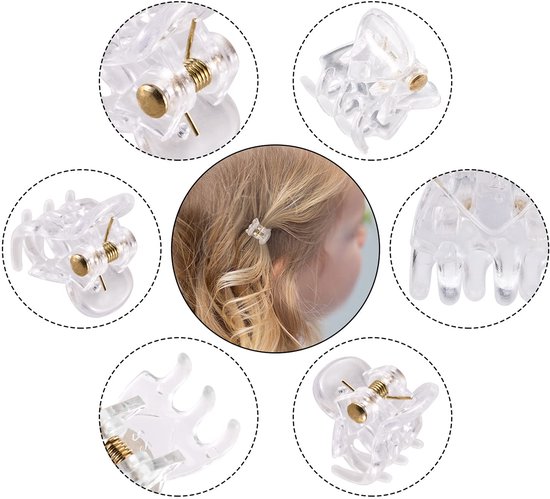 Set van 36 transparante mini-haarclips, perfect voor het stylen van ...