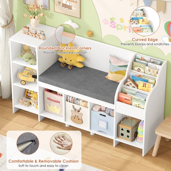 CINK Kids Living® Kinderboekenkast met Opbergbakken en Zitbank ...