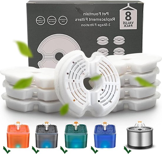 Vervangingsfilter actief koolfilter voor drinkfontein 25 l en 2 l - 8 ...