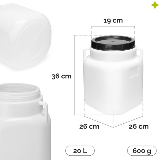Garronda 20L - Plastic Vat BPA-vrij - Vierkant vat en Container met ...