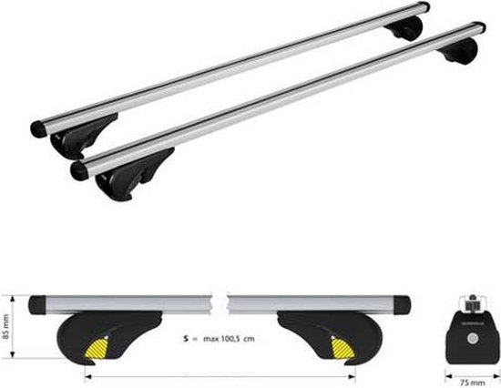 Nordrive | Yuro Dakdrager stangen aluminium 108 cm | Compleet met ...