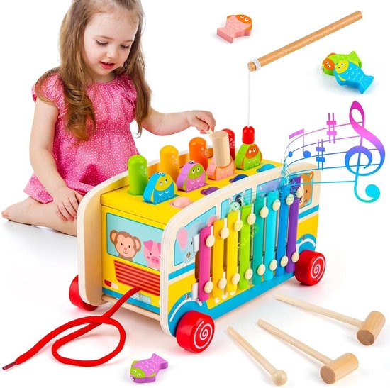 Montessori Speelgoed 1 jaar - 4-in-1 hamerspel - Houten ...