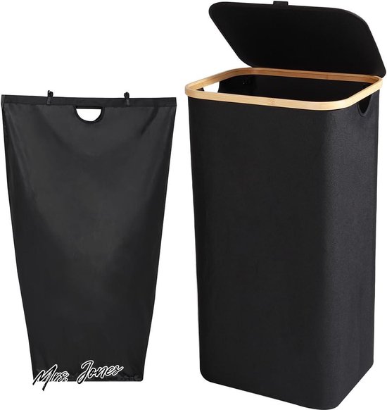 Mrs. Jones Wasmand met deksel 100 liter wasmand zwart afneembare waszak opvouwbare... | bol