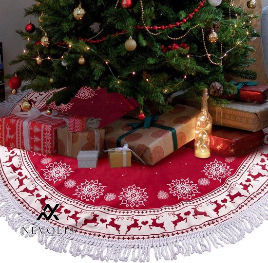 Nevolis Kerstboom Rok Rood Kerstboom Mat Groot 127cm Kerstboomdeken ...