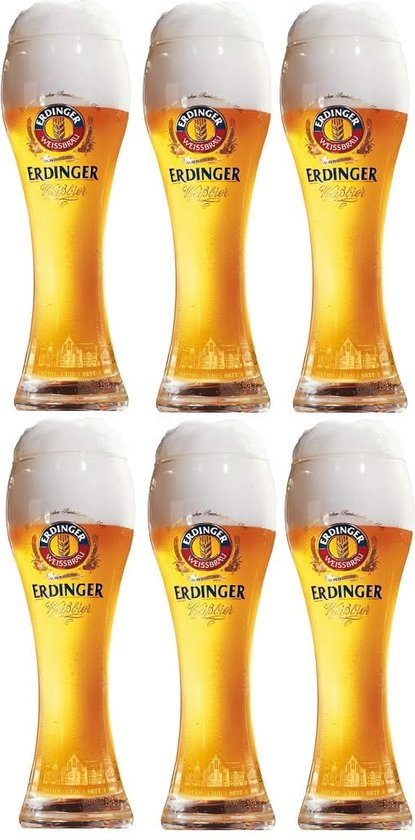 Erdinger Bierglazen 50cl set van 6 stuks - Bier Glas 0,5 l - Taps Toelopend - 500 ml | bol