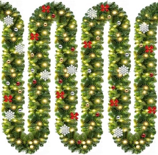 Kerstslinger met verlichting, 100 leds, kerstverlichting, binnen en ...