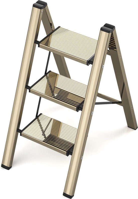 Opvouwbare 3-traps ladder van aluminium - Lichtgewicht antislip ...