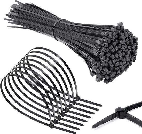 500 zwarte kabelbinders 200mm x 24mm - nylon bundelbanden - doe-het-zelver industrie -... | bol