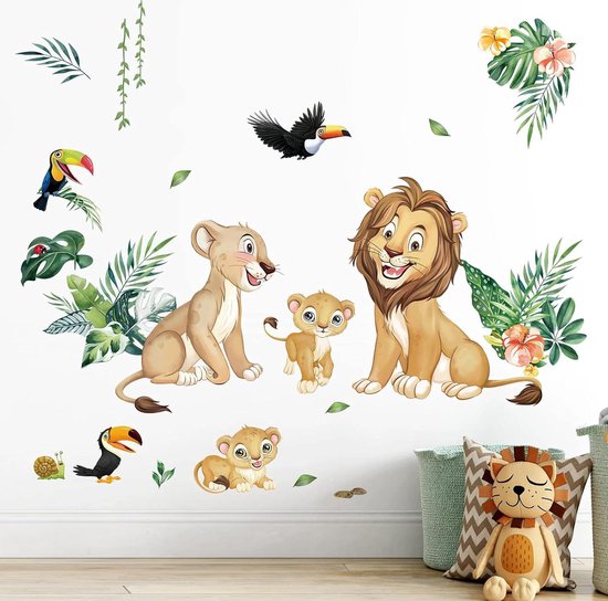 Safari Dier Leeuwen Muurstickers - Jungle Dieren Decoratie - Geschikt voor Kinderkamer | bol