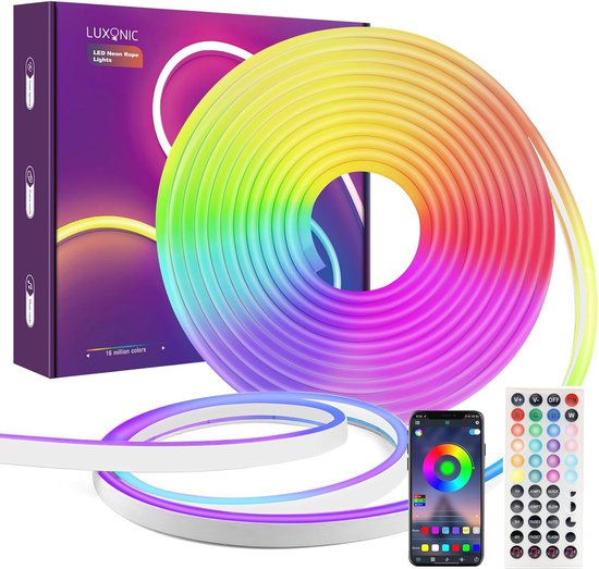 LED Neon Strip 5M RGB Met App Bediening - Waterdichte Flexibele ...