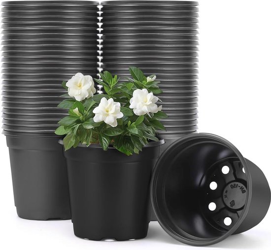 Plastic Plantenpotten 10 cm - 50 Stuks Zwart - Duurzame Zaadstartpotten ...