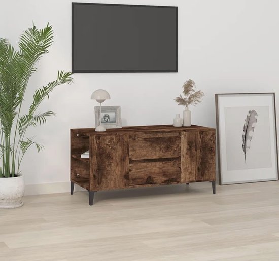 TV-kast multiplex gerookt eiken 102 x 44,5 x 50 cm - Stijlvolle en ...
