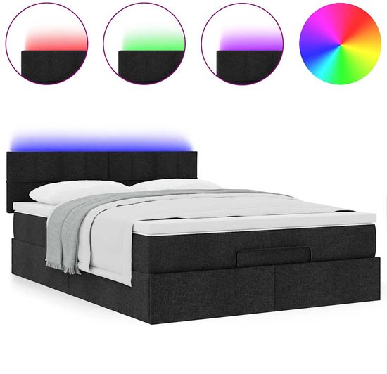 vidaXL - Bed - met - matras - 140x200 - cm - stof - zwart | bol