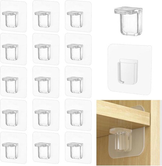 Zelfklevende Plankdragers Transparant - Set van 16 - Voor Legplanken ...