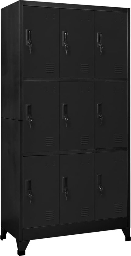 vidaXL Lockerkast Staal Zwart 90x45x180 cm Lockerkast - Opbergkast ...