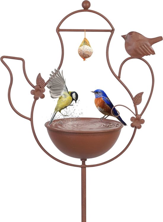 Vogelbad met Waterreservoir en Tuinsteker voor Vogels en Insecten | bol