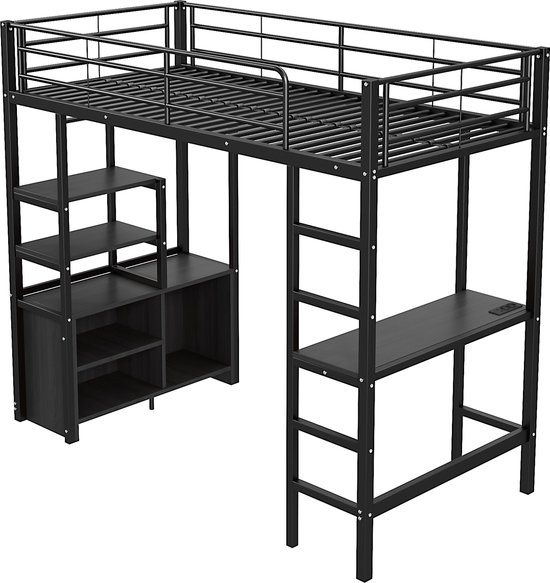 Gutent Kinderbed, Zwart (Zonder matras), 90*200cm, IJzeren bed , met ...