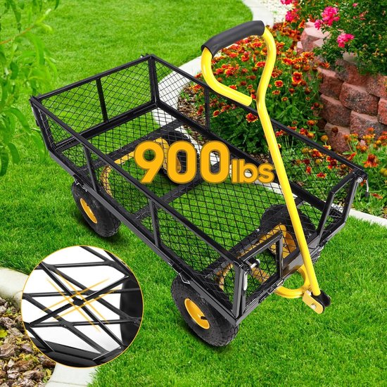 900 Lbs Tuingaaswagen Handkar Met Zijwagen - Tuinwagen Strandtuinwagen ...