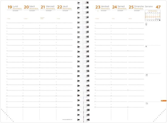 Agenda Planner Zwart-Wit Spiraal 2025 - Weekoverzicht Formaat 16x24 cm ...