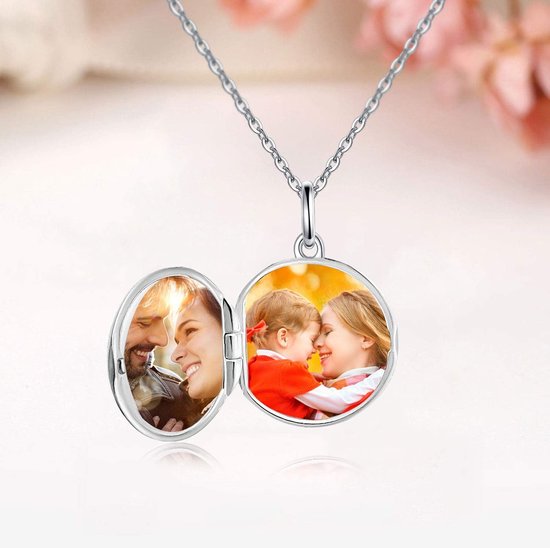 Ronde medaillon ketting van 925 zilver met levensboom ontwerp voor ...