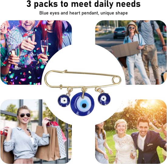 Boze Oog Broche Pins - Geluk Brengende Handen Sieraden - Set van 3 ...
