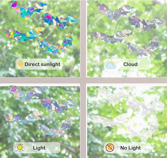 Set van 4 Vleermuis Raamstickers - Prisma Kleur - Voorkom ...