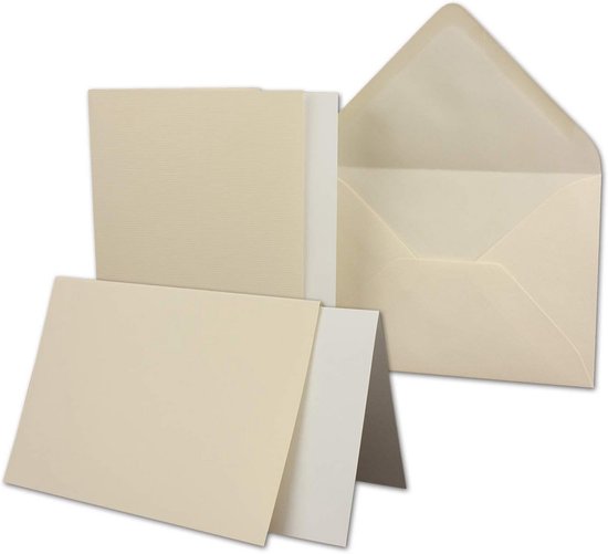 Set Vouwkaarten met Enveloppen en Inlegbladen DIN B6 Crème Geribbelde ...