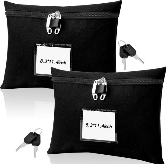 2x Geldzak met Slot en Sleutels - Herbruikbare Canvas Bewaartas voor ...
