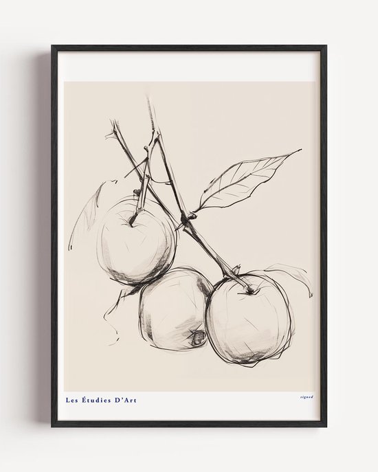 Elegante schets van appels Poster - Poster 80x120 cm - Sfeervolle ...