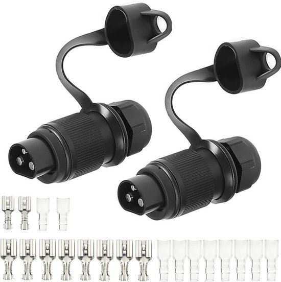 Set van 2 12V 3-polige Platte Stekkers voor Trailers en ...