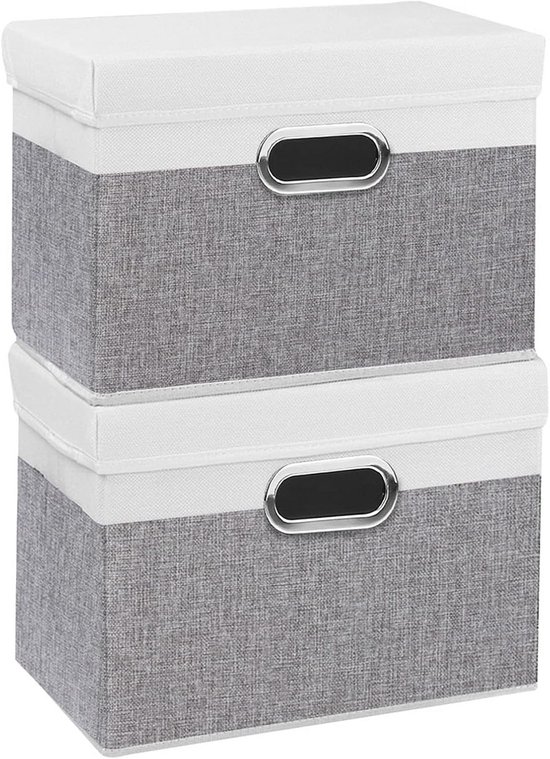Opvouwbare Opbergdozen met Deksel - Stoffen Kledingopberger - 2 Stuks ...