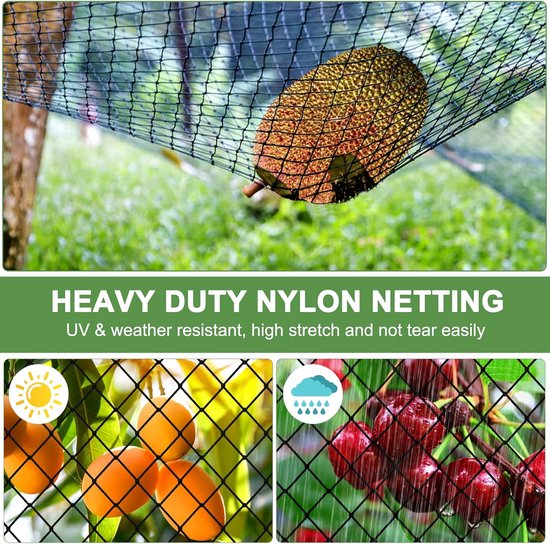 Sterk Tuinnet & Vogelgaas voor Kippenhok en Fruitbomen (250x250 cm ...