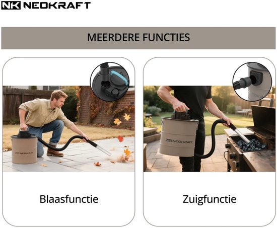 Neokraft - Aszuiger 1600W - Blaas- en Zuigfunctie - Asstofzuiger met ...