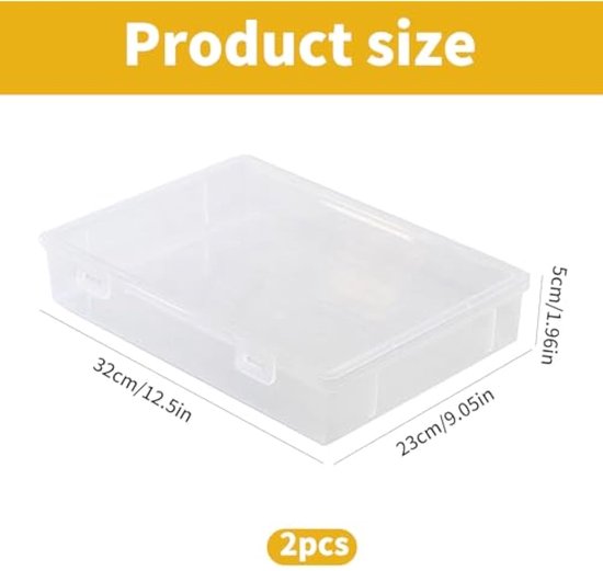 Opbergdozen met deksel, 32 x 23 x 5 cm, transparante, A4, platte ...