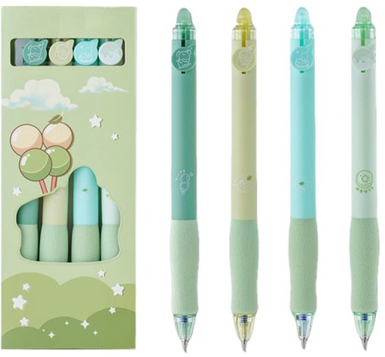 Set of 4 Erasable Ballpoint Pens, Anti-Stress, Ultra Soft, Blue Ink ...