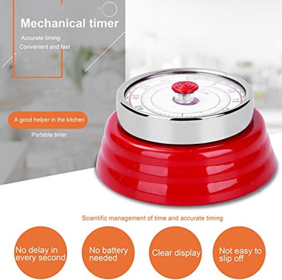 60 Minutes Wind Up Timer, Kitchen Magnetic Visual Desk Countdown Clock ...