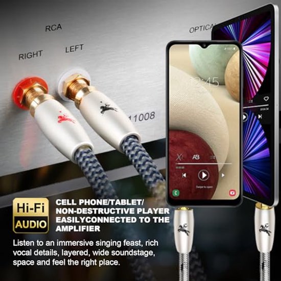 Cinch naar Jack 3,5 mm - Y-splitter Adapter - 2x RCA-kabel voor HiFi ...