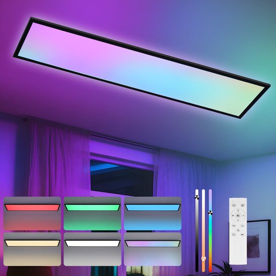 NETTLIFE plafondlamp - LED-paneel - RGB dimbaar - 120x30 cm - met ...