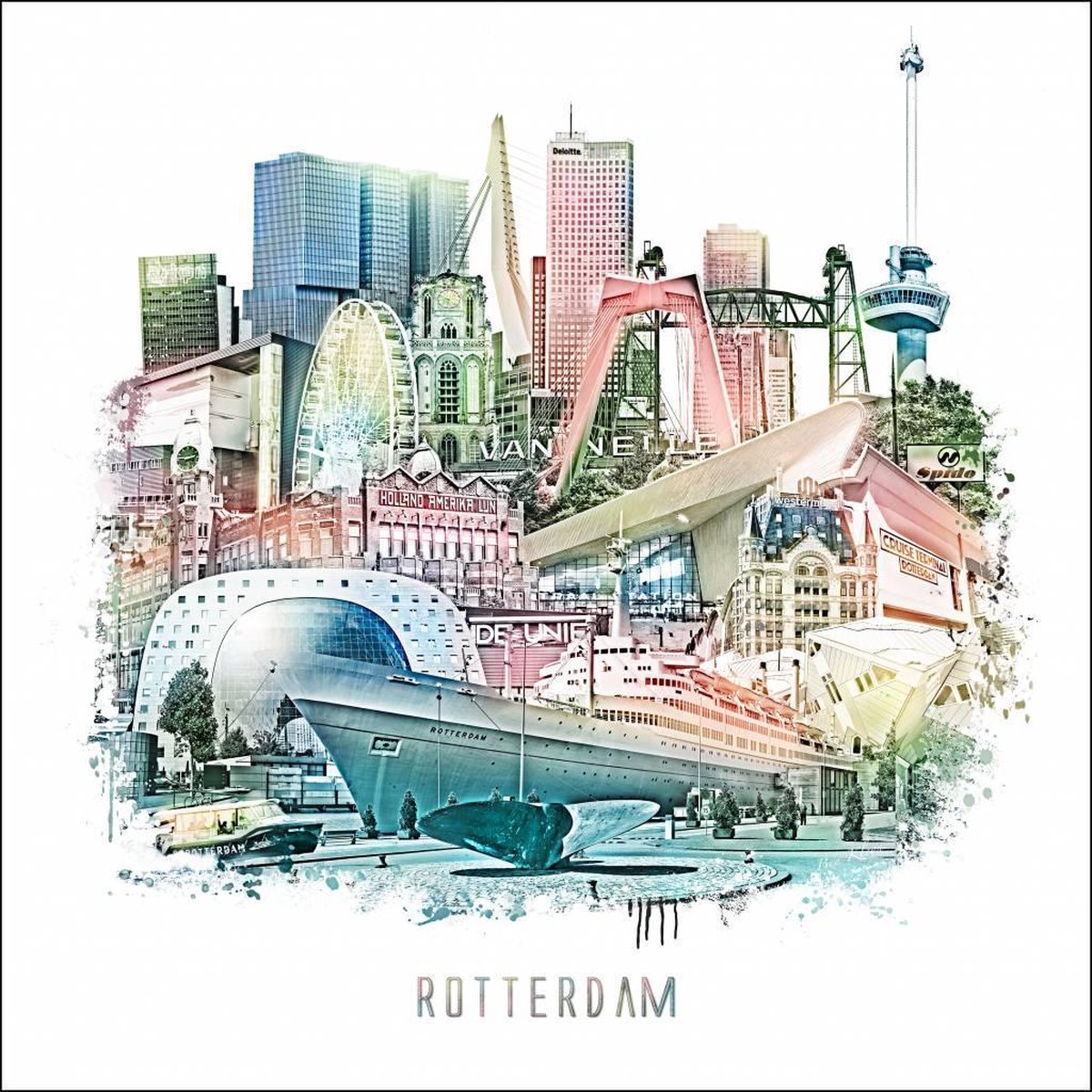 Rotterdam poster | Collage 2 | Vintage poster | 30x30 | bol.com