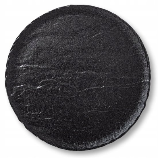 Wilmax SlateStone Dessertbord Zwart Porselein 20,5 cm - Steenlook | bol